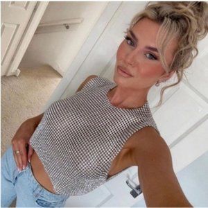 Zara | Tops | Zara Open Back Rhinestone Top | Poshmark